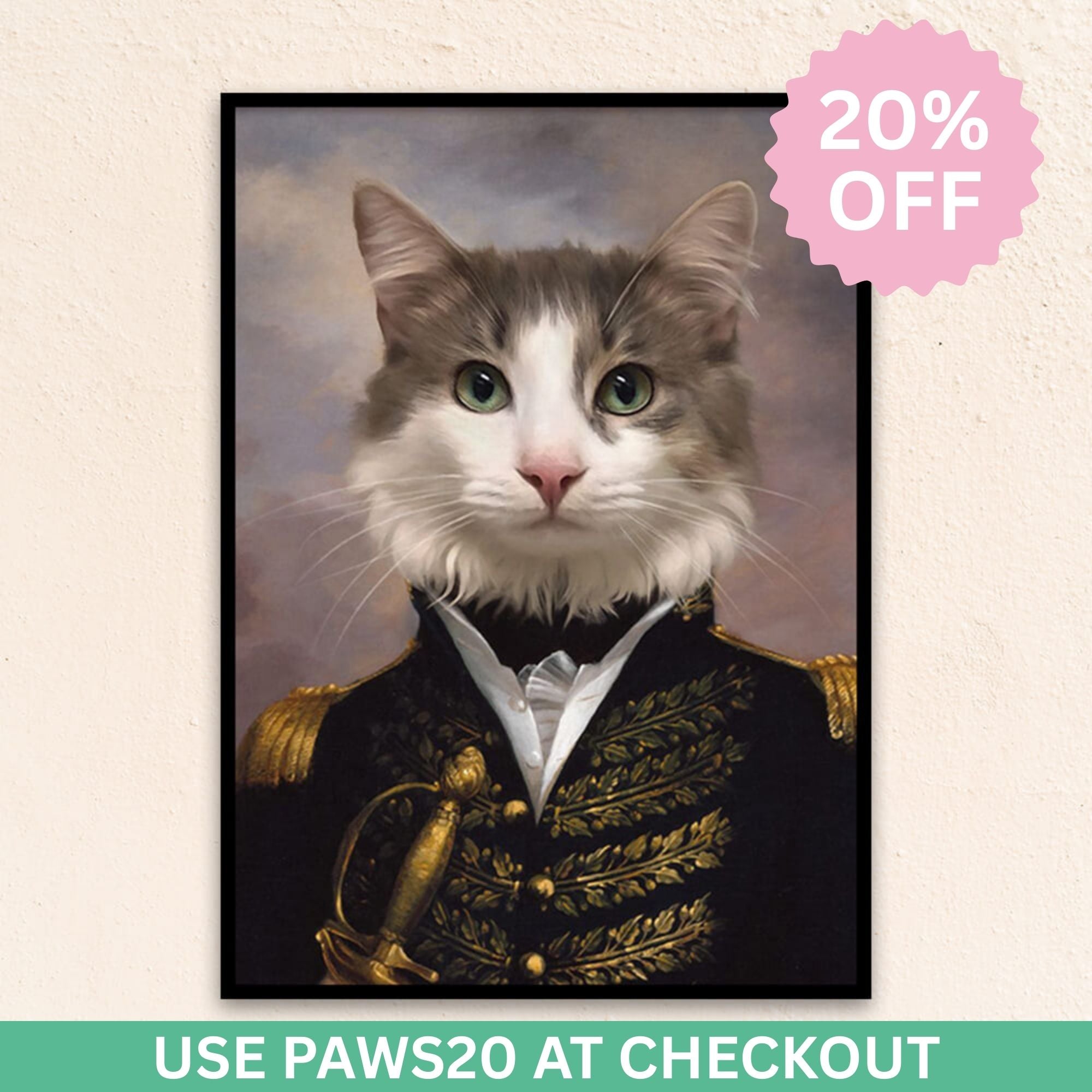 Custom Military Cat Portrait | The Lieutenant