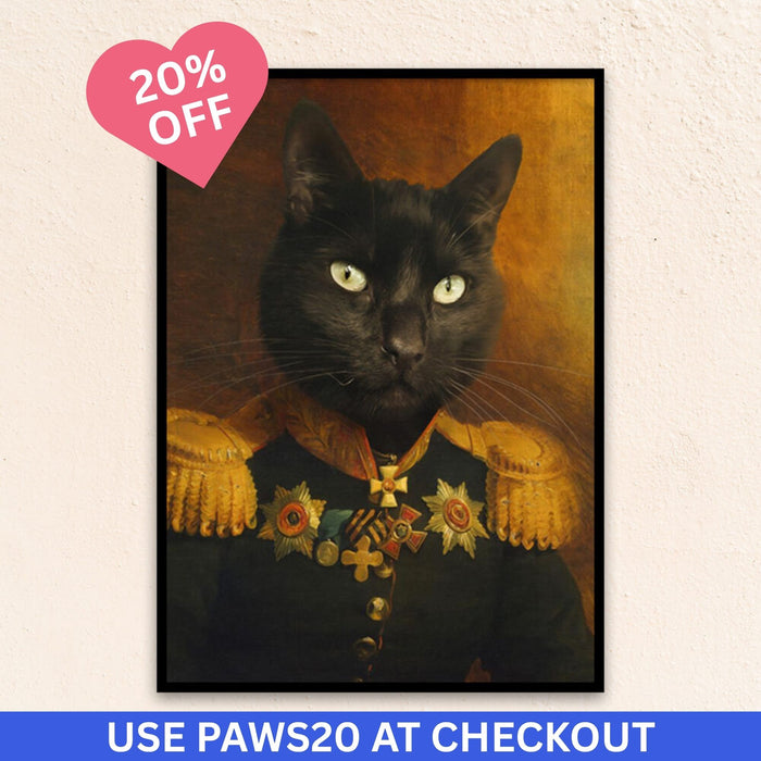 Custom Military Cat Portrait – War General | Portrait My Pets