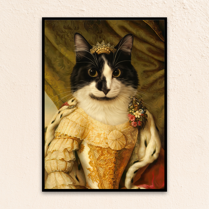 Custom Royal Cat Portrait – Gilded Queen | Portrait My Pets