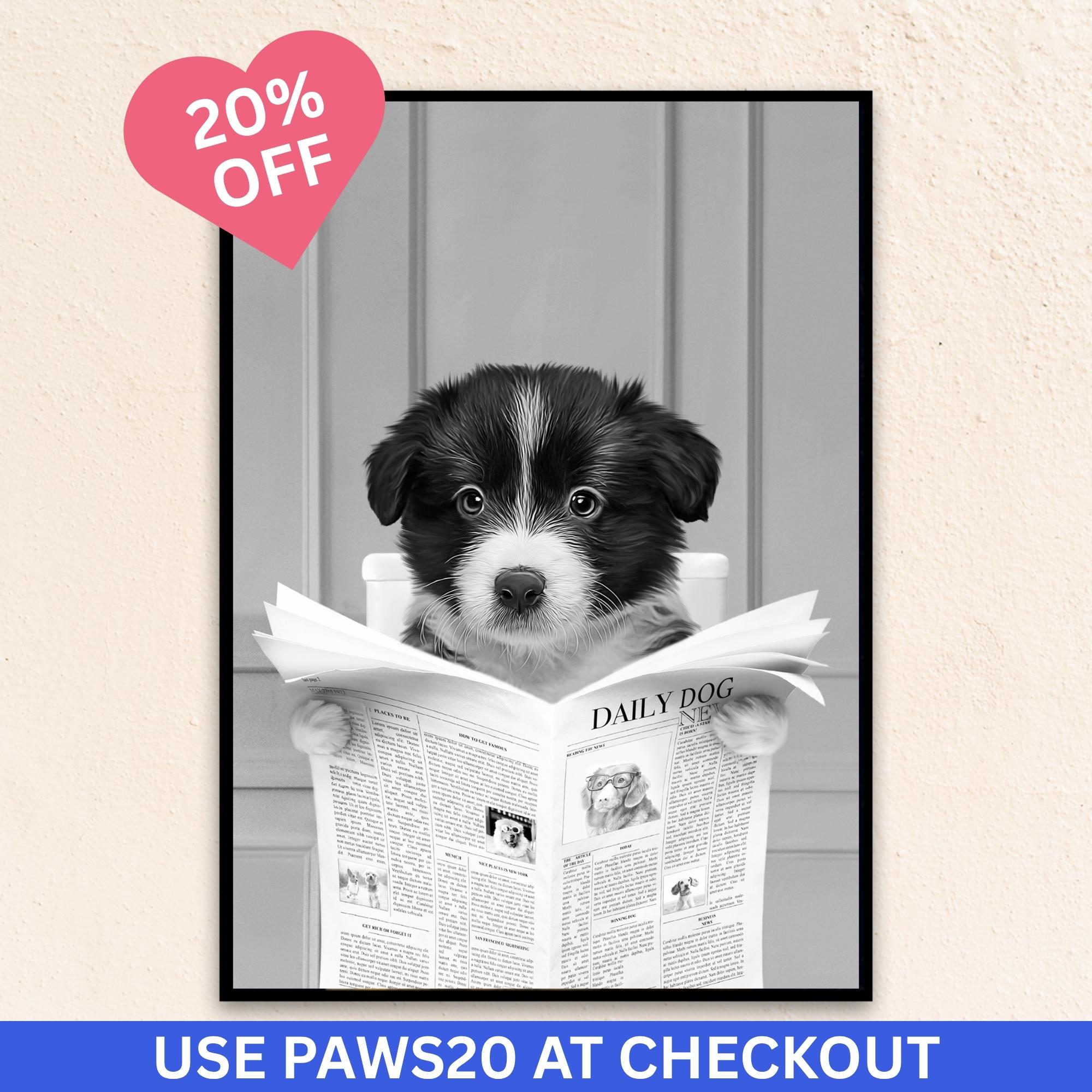 Custom Dog Portrait – Blue Close-Up Newspaper Scene | Portrait My Pets ...