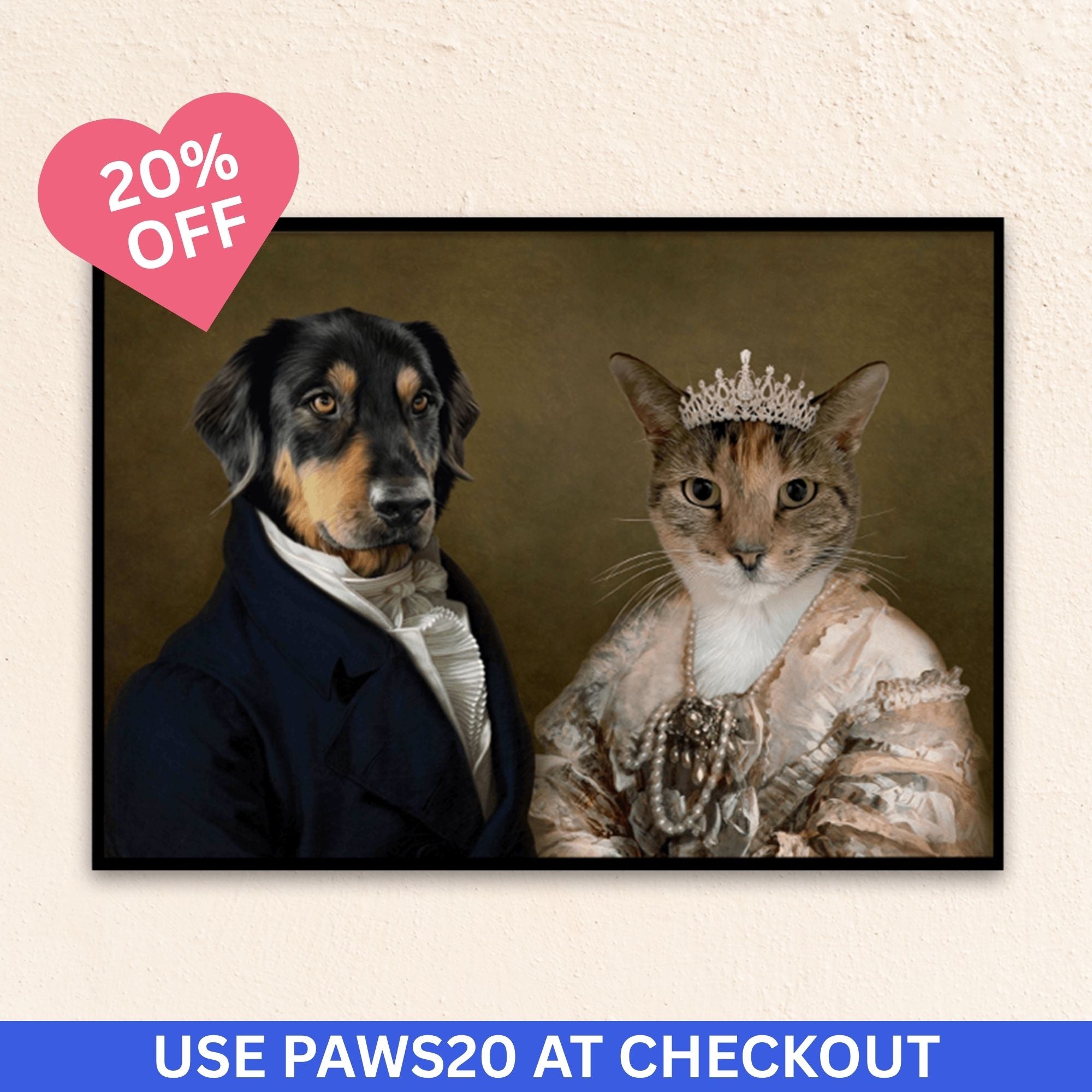 Shop Multi-Pet Custom Pet Portrait | The Queen and Her Gentleman